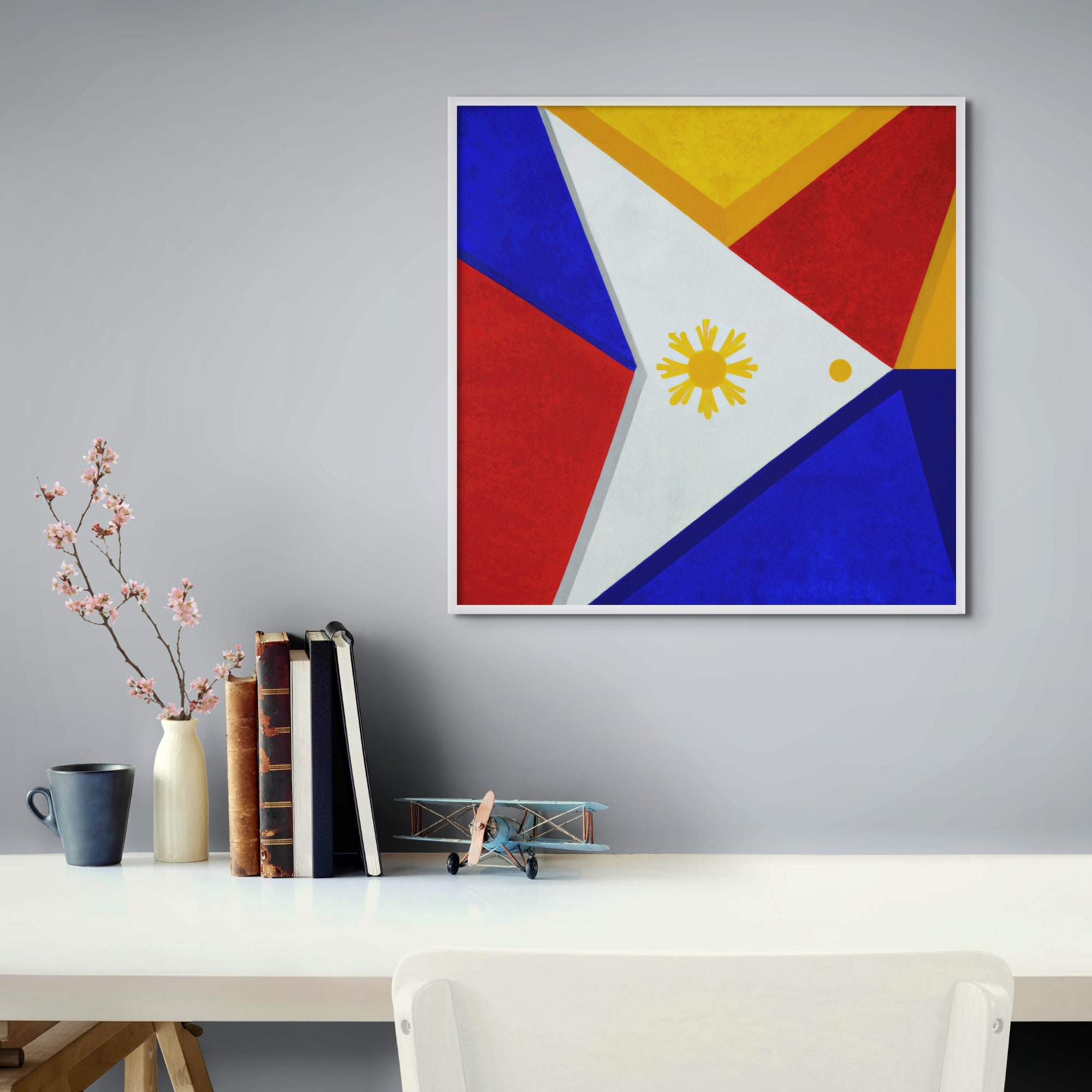 Abstract Wall Art, Philippines Flag Inspired Art Print, Vintage ...