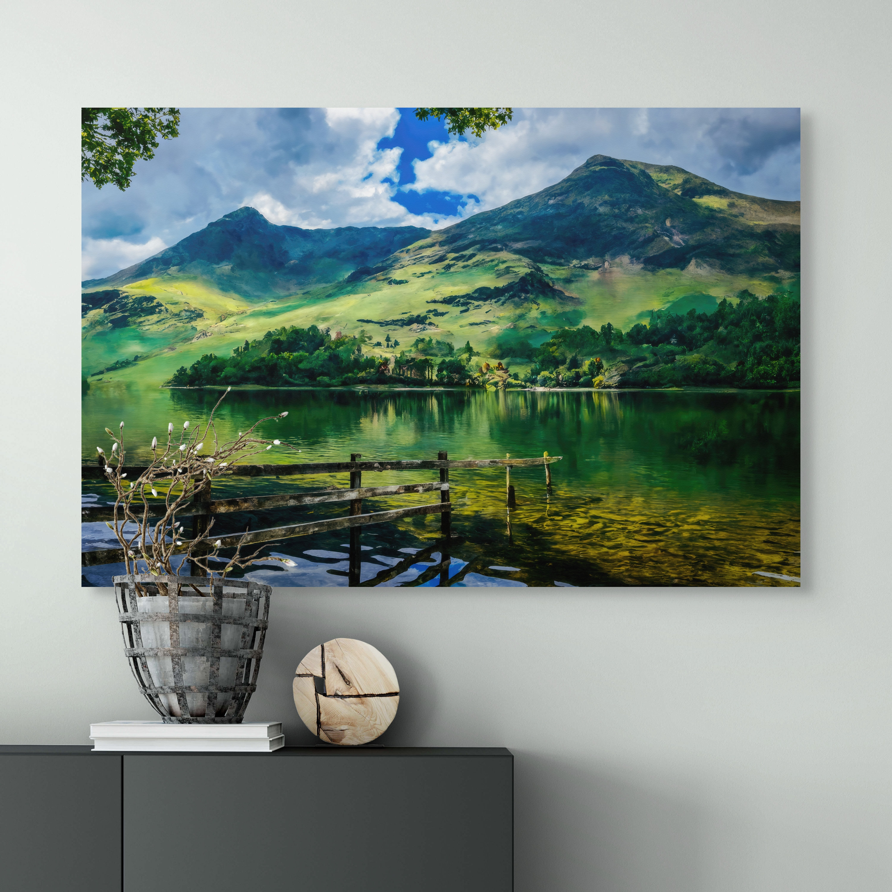 Lake District Painting England National Park Travel Print Lake ...