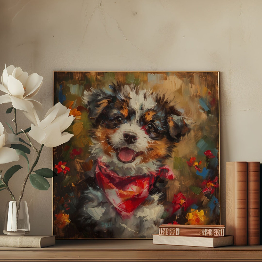Miniature American Shepherd Art Print, Mini Aussie Puppy Nursery Decor ...