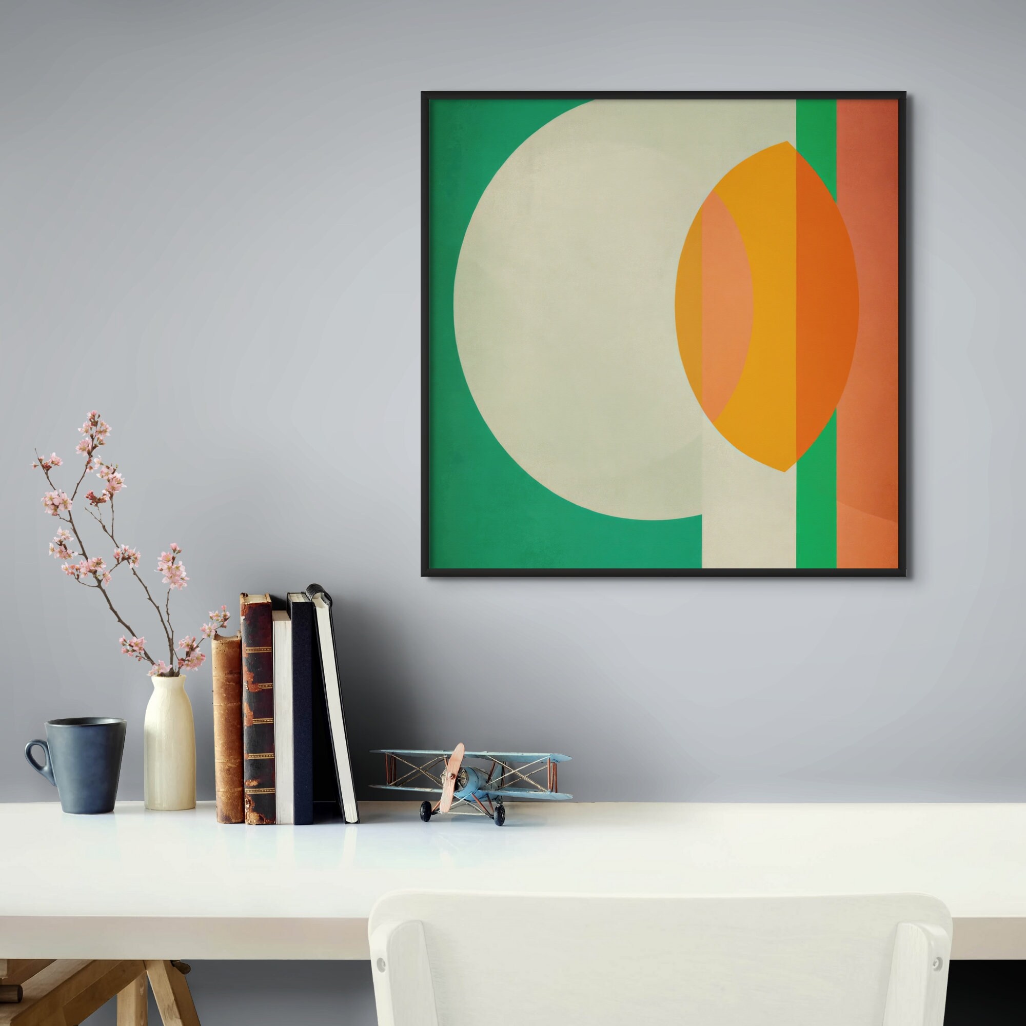 Abstract Wall Art, Ireland Flag Inspired Art Print, Vintage Geometric ...