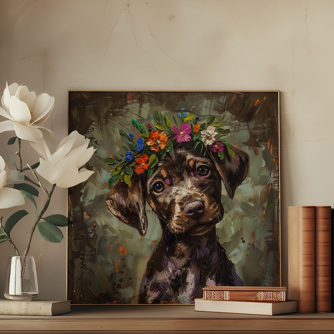 German Shorthaired Pointer Art Print, Whimsical Animal Print, GSP Puppy ...