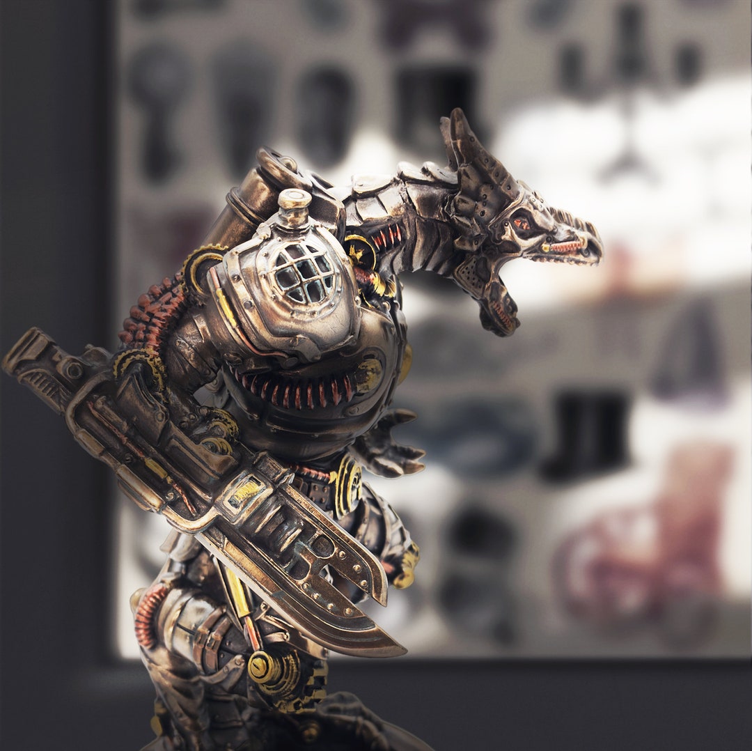 Steampunk Mechanical Golem Figurine, Colorful and Bronze Hand-painted ...