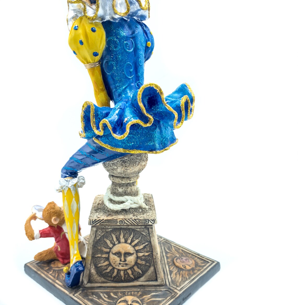 Female Clown Jester and Monkey Figurine Sitting on Column - Etsy