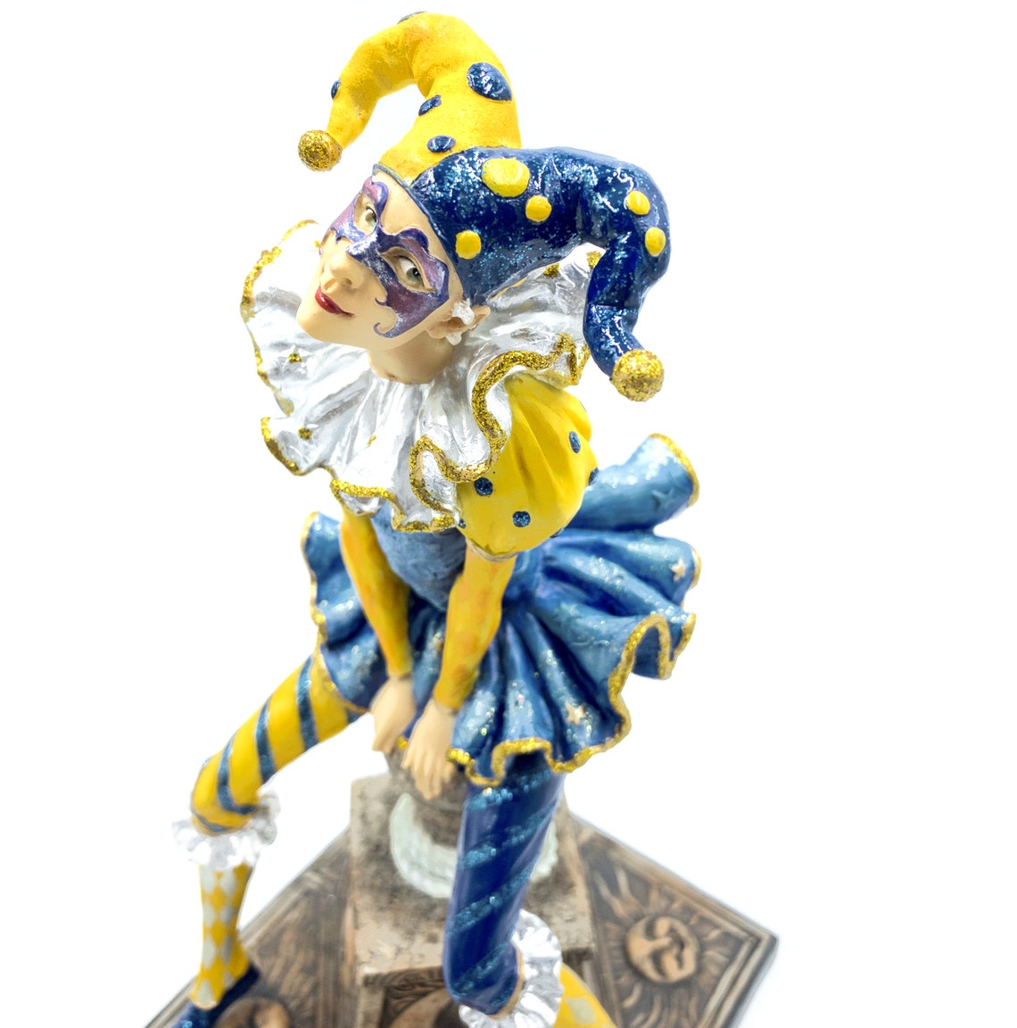 Female Clown Jester and Monkey Figurine Sitting on Column - Etsy
