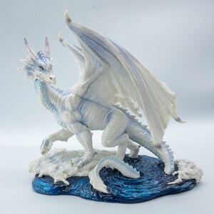 White Ice Dragon Figurine, Colorful Hand-painted, Fantasy Statue - Etsy