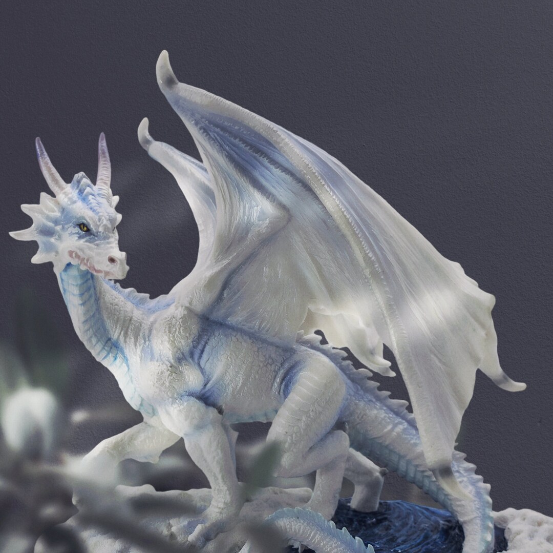 White Ice Dragon Figurine, Colorful Hand-painted, Fantasy Statue - Etsy