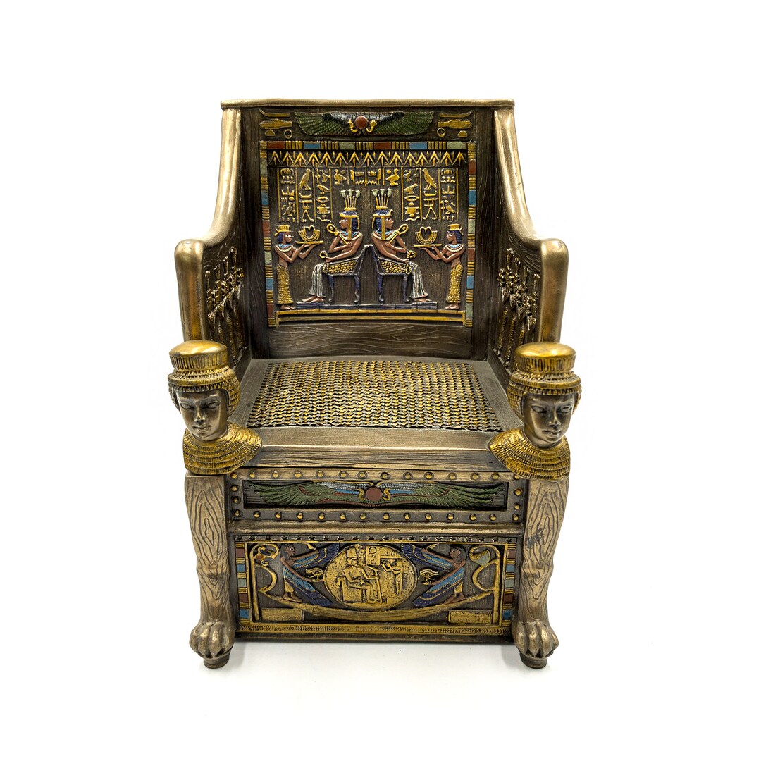 Ancient Egypt Princess Sitamun Throne Jewelry Box Dark, Colorful Hand ...