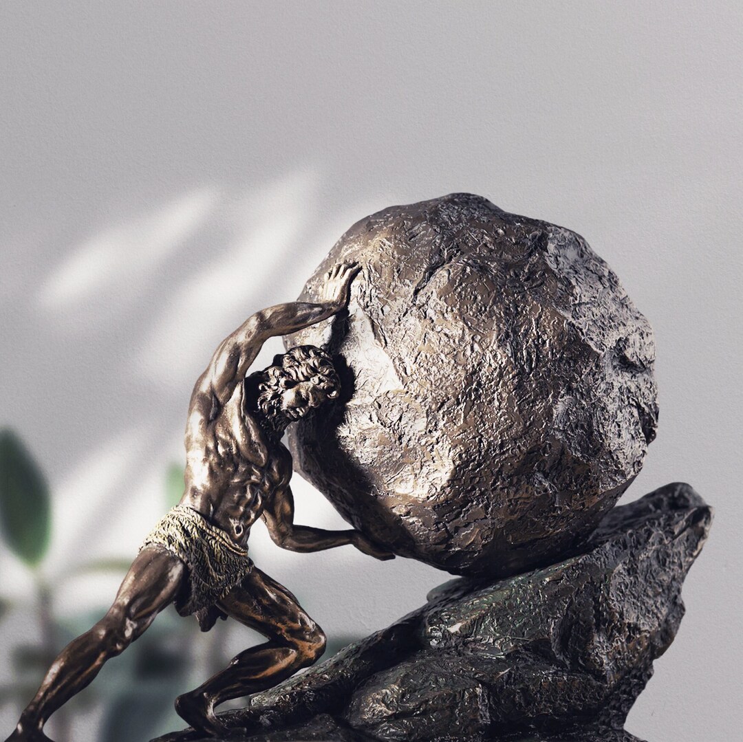 Greek Mythology Sisyphus Figure, Bronze and Colored Hand-painted ...