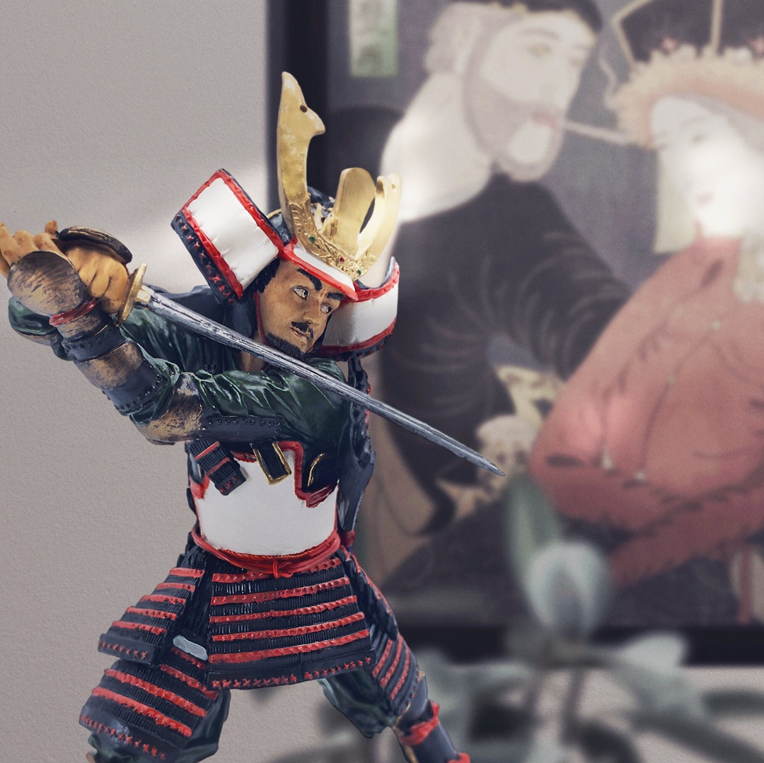 9.5 Inch Samurai With Sword Figurine, Colorful Hand-painted, Decorative ...