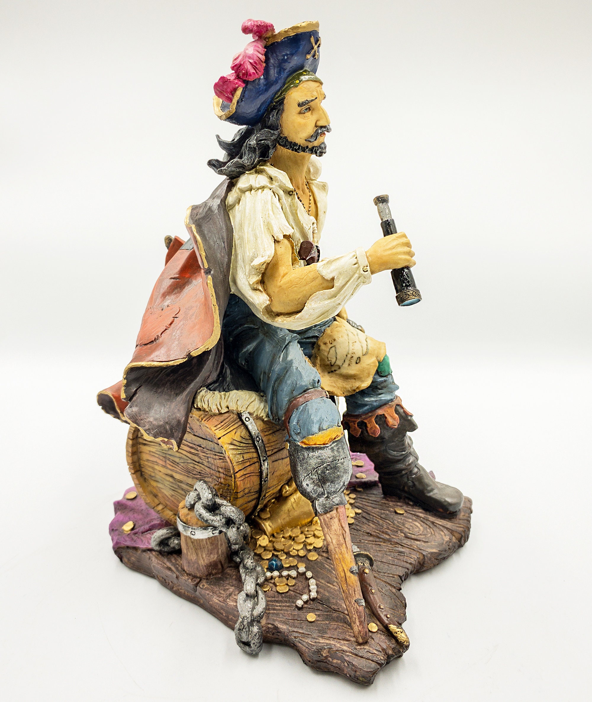 9.5 Inch Pirate Captain With Wooden Foot Figurine Colorful - Etsy