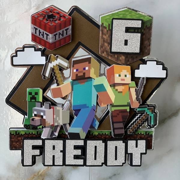 Mincraft Cake Topper Svg - Etsy