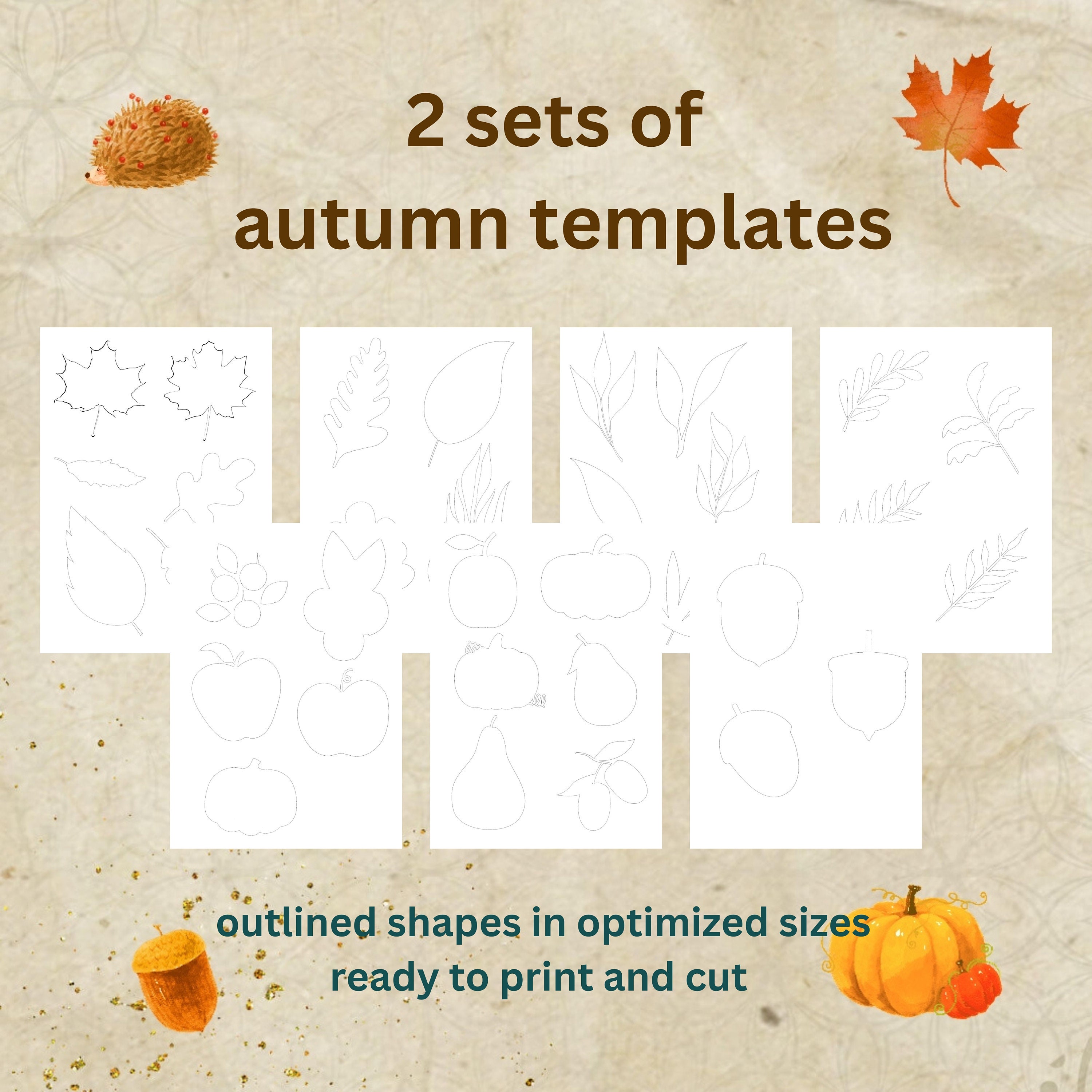 Autumn Templates, Fall Template Printable, Print and Cut Template ...