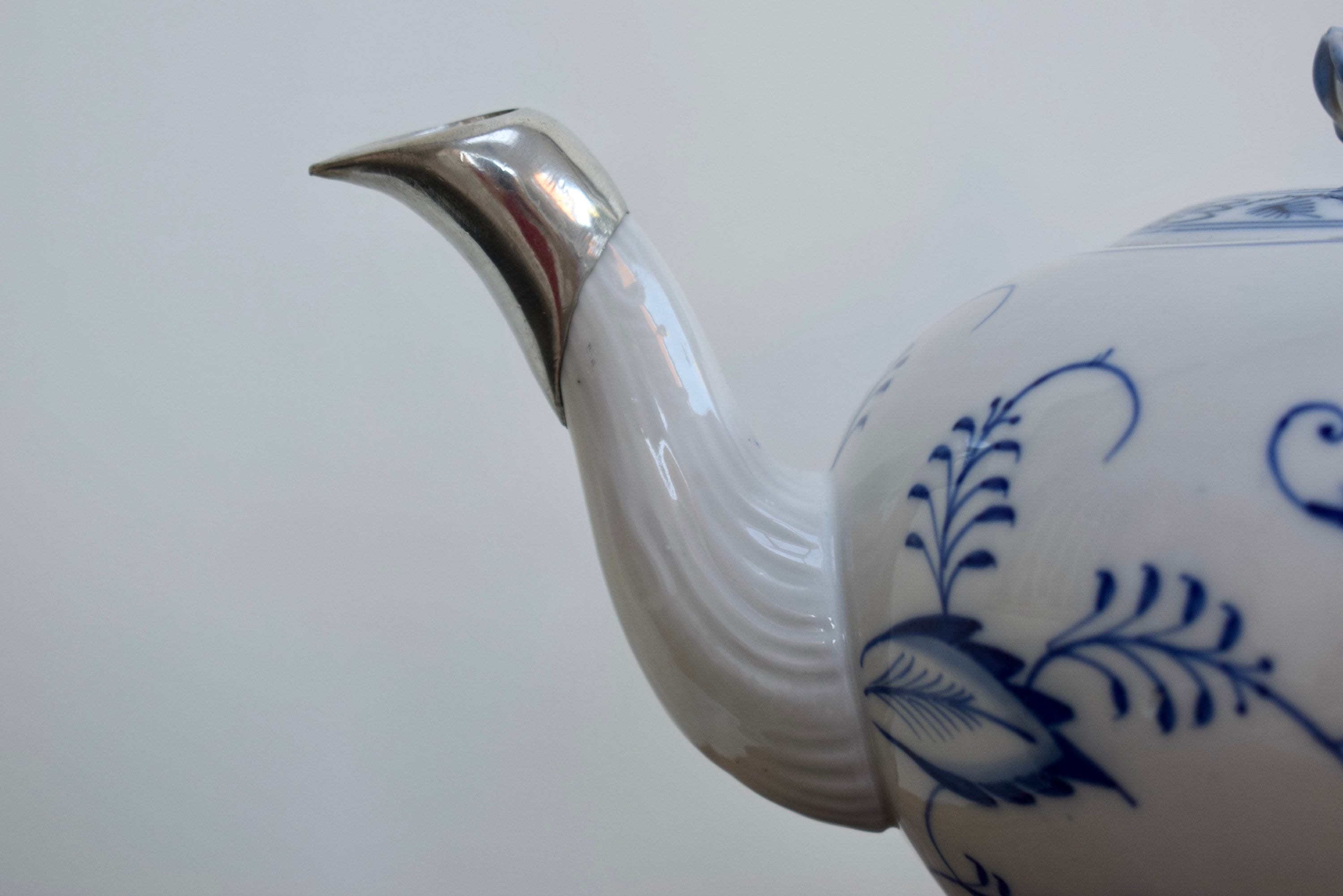 Vintage Meissen Porcelain Blue Onion Teapot Germany Silver Spout - Etsy