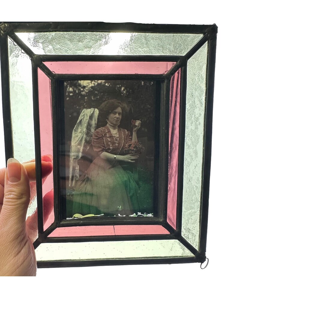 Sainted Glass Wall Photo Frame With Antique Glass Plate Photo - Etsy