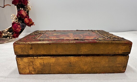 Vintage Florentine Wooden Gilded Box, Italian keepsak… - Gem