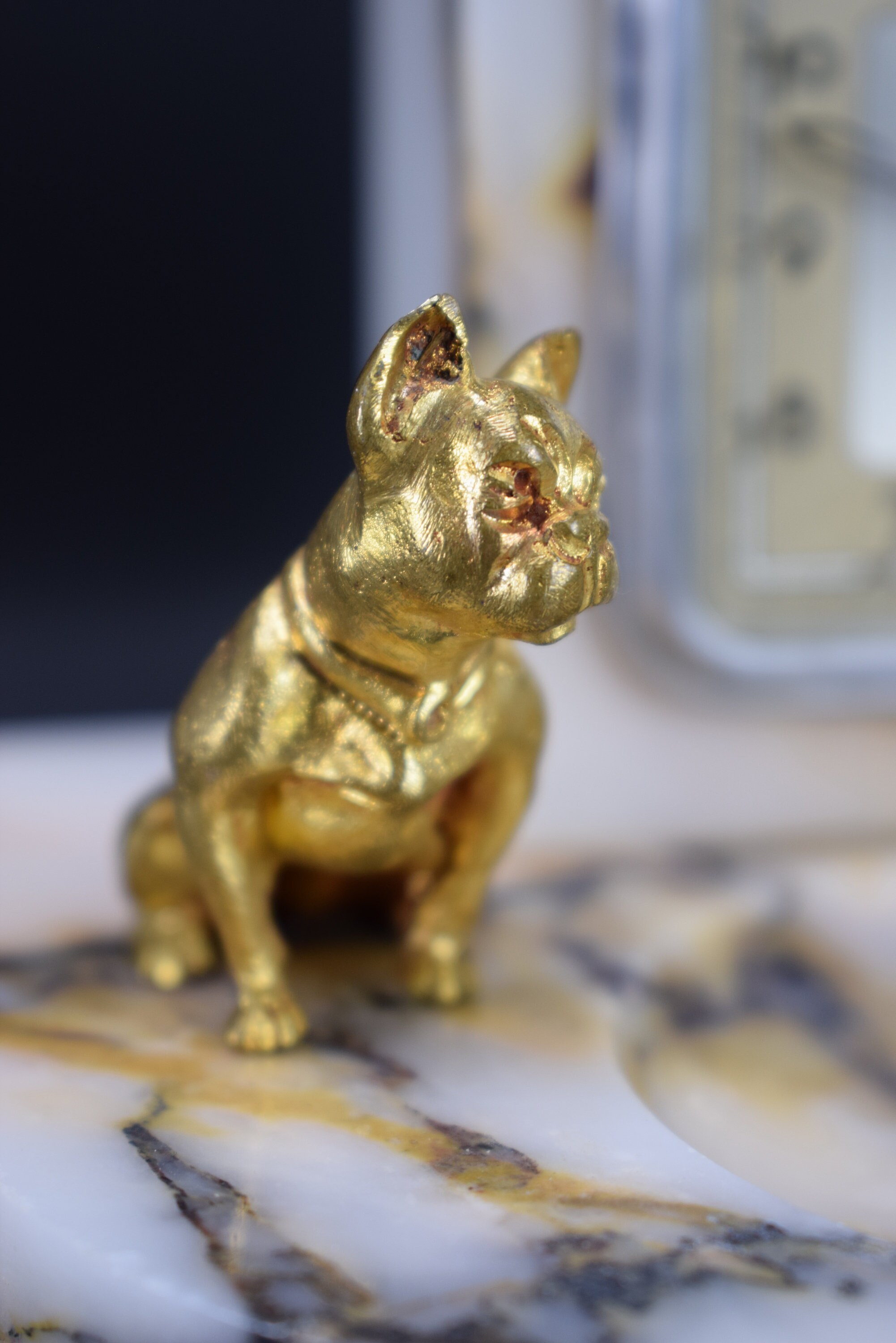 Art Deco Bronze French Bulldog Marble Trinket Bowl Ashtray Clock - Etsy
