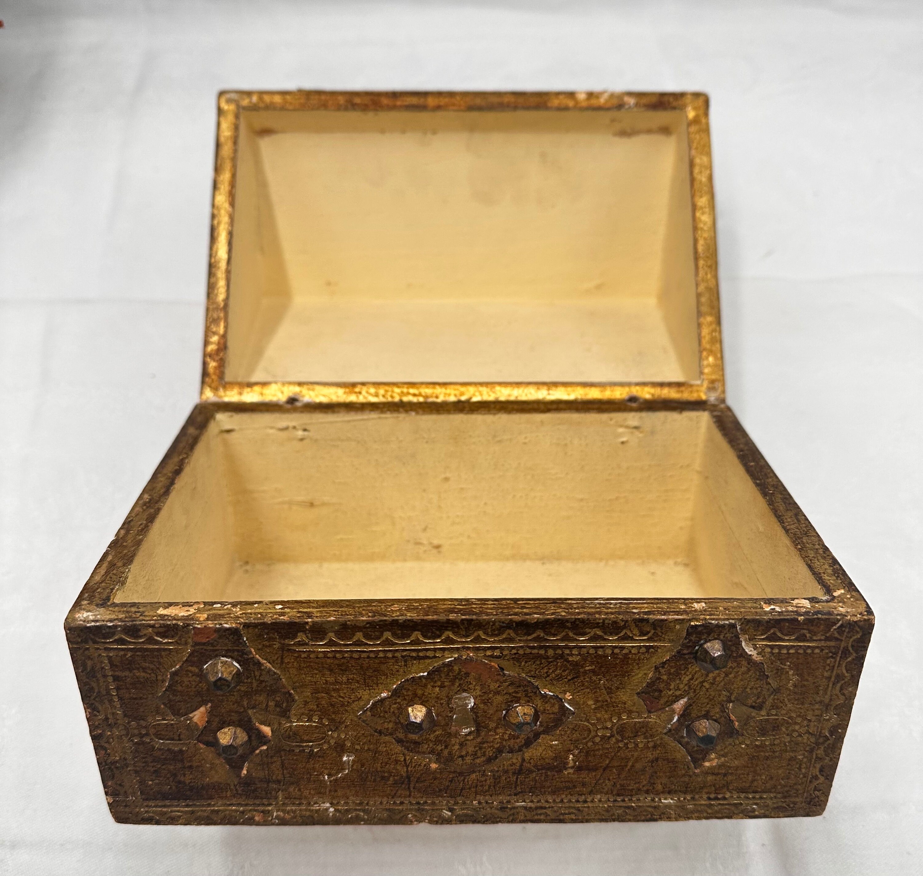Vintage Florentine Wooden Gilded Box, Italian Keepsake Jewelry Casket ...