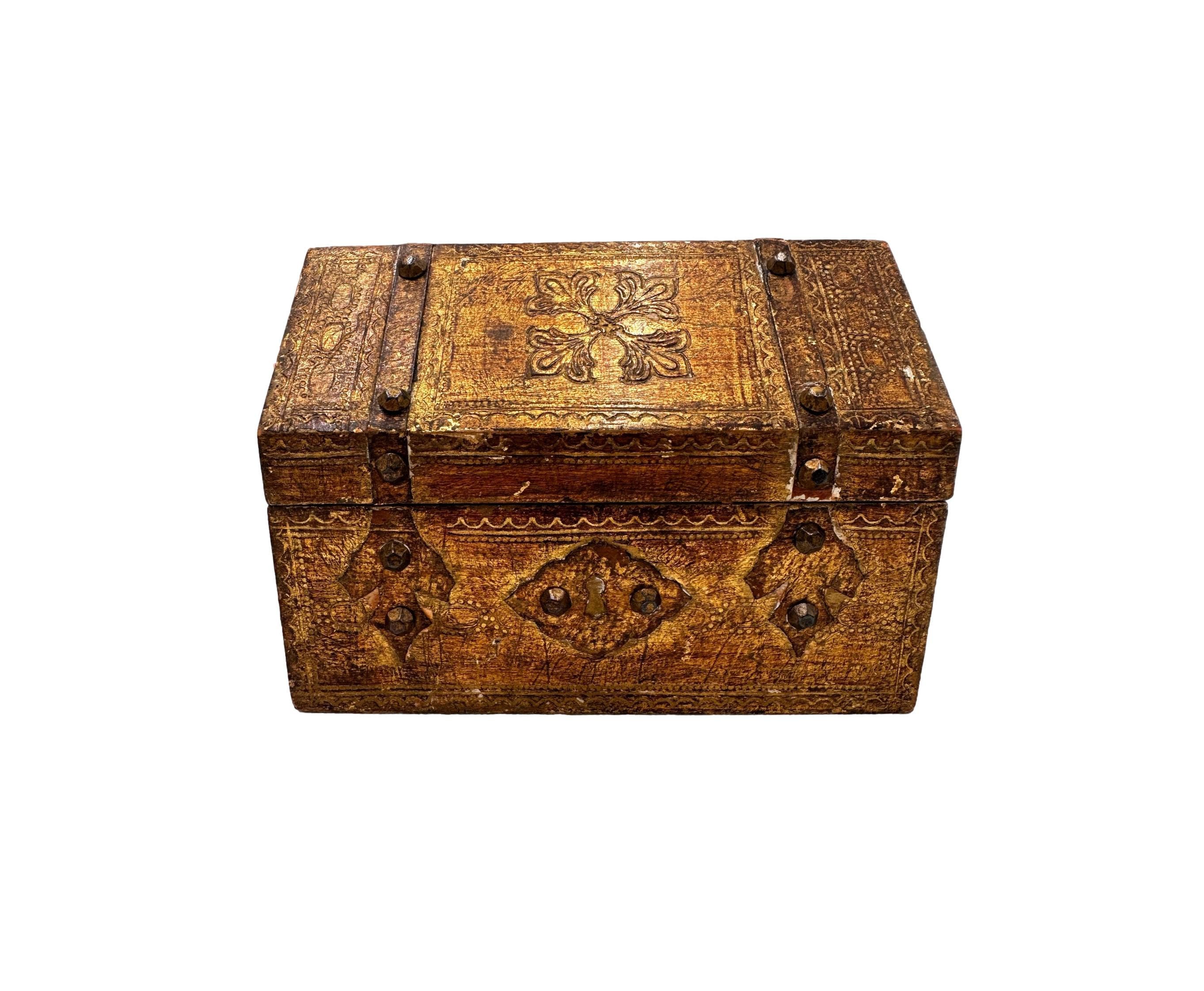 Vintage Florentine Wooden Gilded Box, Italian Keepsake Jewelry Casket ...