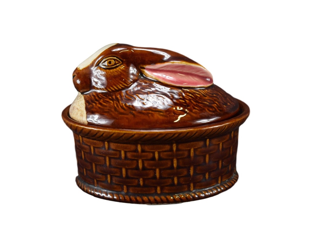 Ceramic Brown Rabbit Terrine, Vintage Bunny Foie Gras Pate Lidded Dish ...