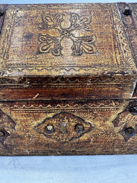 Vintage Florentine Wooden Gilded Box, Italian keepsak… - Gem