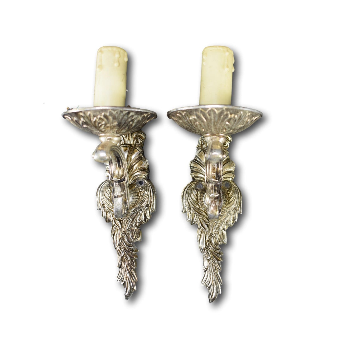 Pair of Vintage Rococo Wall Sconces Lighting Clip Lampshades - Etsy