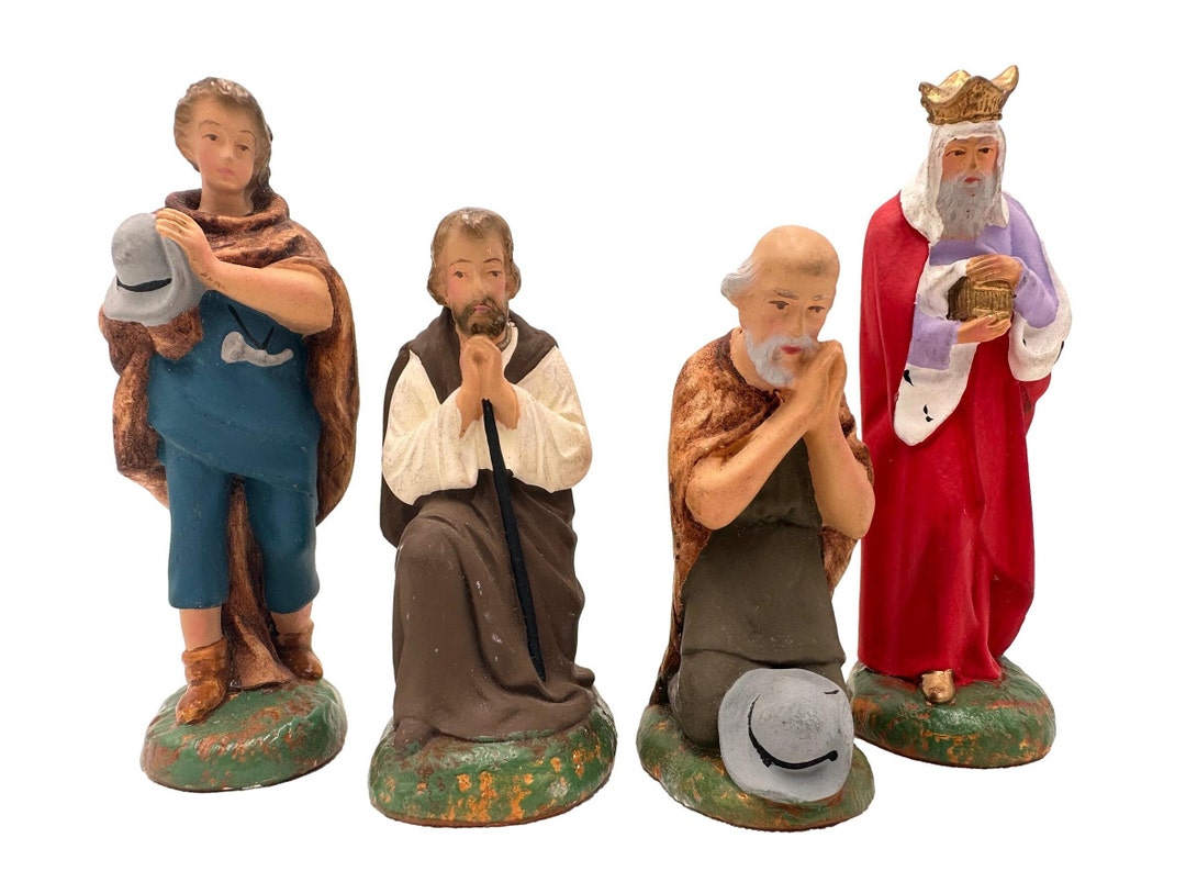 Set of Four Nativity Santon Figurines Vintage Devineau Size 5 - Etsy
