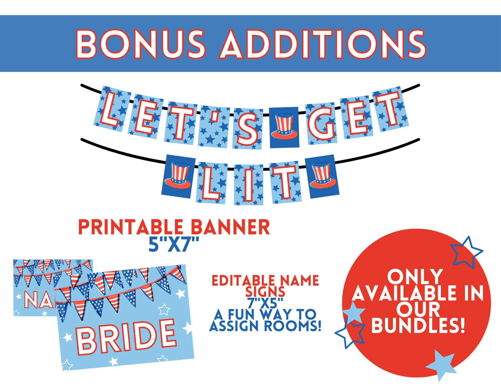 Star Spangled Bachelorette Party DECOR BUNDLE USA 4th of - Etsy