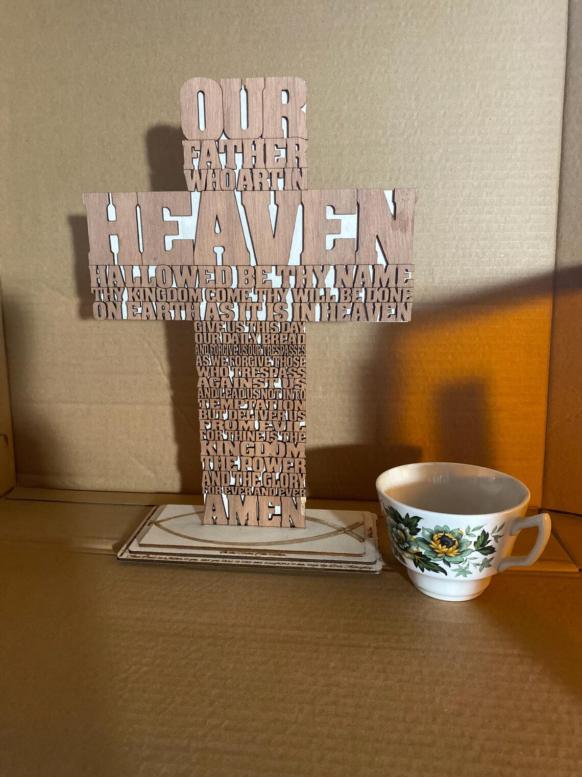 The Lord's Prayer Laser Cut in the Shape of a Cross. Hand Assembled and ...