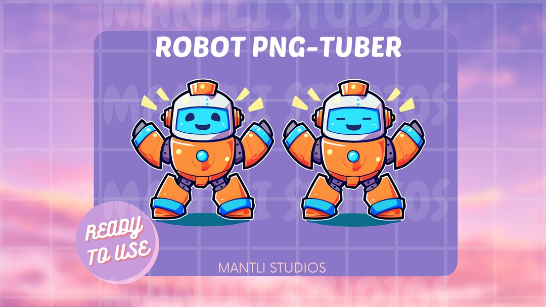 Pngtuber Cute Robot PNG Tuber Kawaii Streaming Avatar Ready to Use for ...