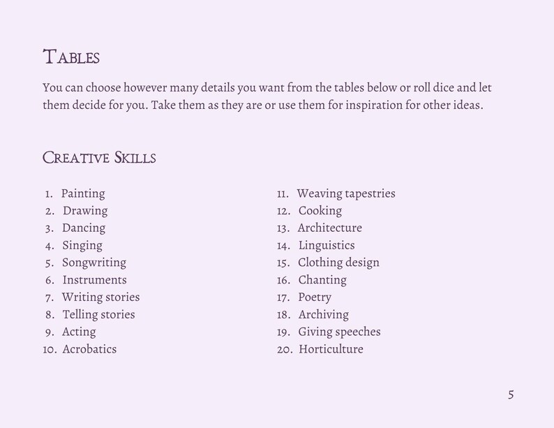 Build a Bard Character Creation Tool Printable Digital Download for ...