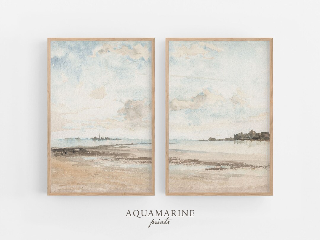 Muted Beach Prints Set Beach Painting Beach House Wall Art - Etsy