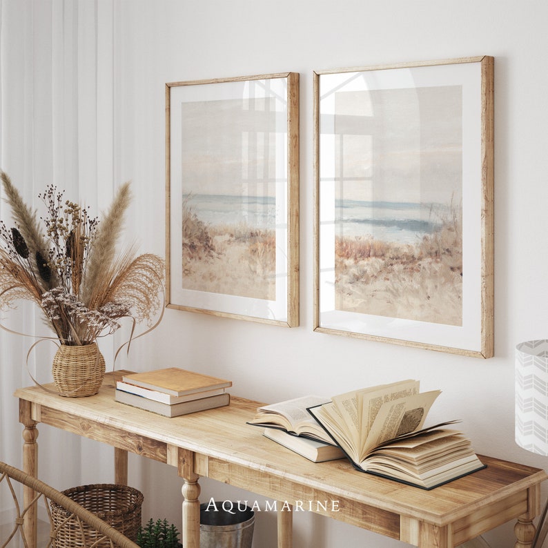 Neutral Beach Set of 2 Prints, Coastal Wall Art, PRINT & SHIP, Muted ...