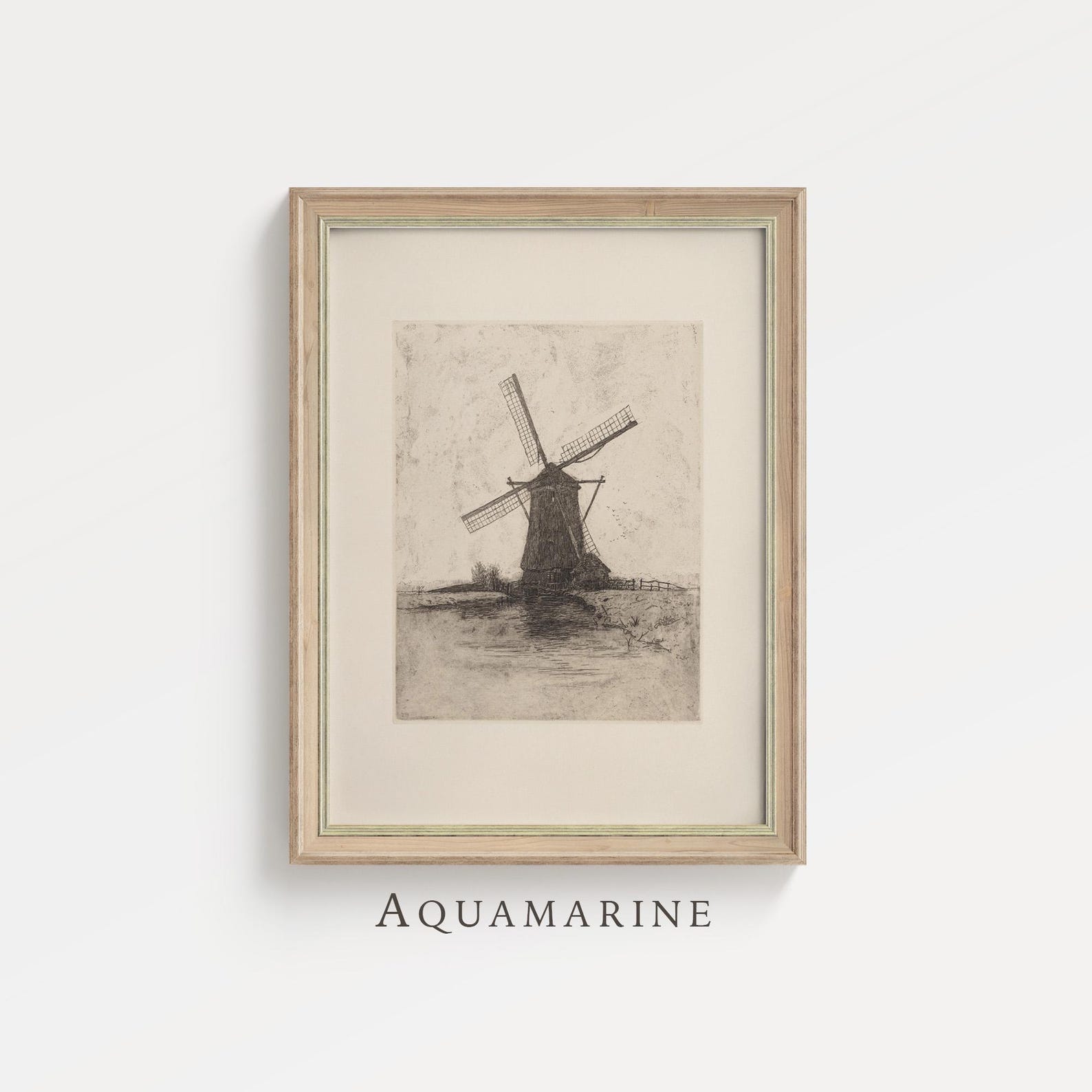 Landscape Wall Art, Landscape Print, Windmill Print, Neutral Landscape ...