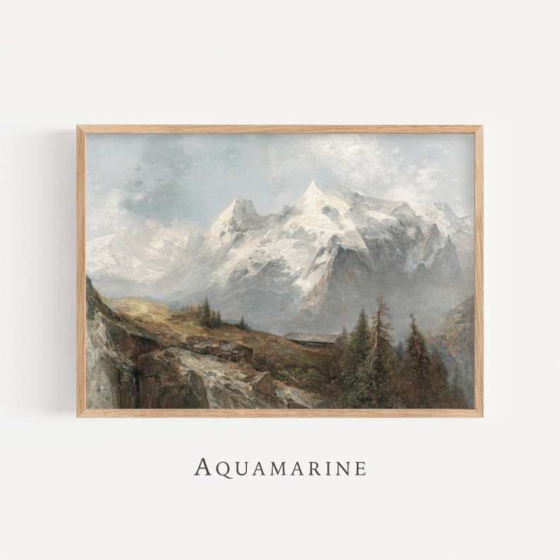 Mountain Landscape Painting, Mountain Print, Living Room Wall Art ...