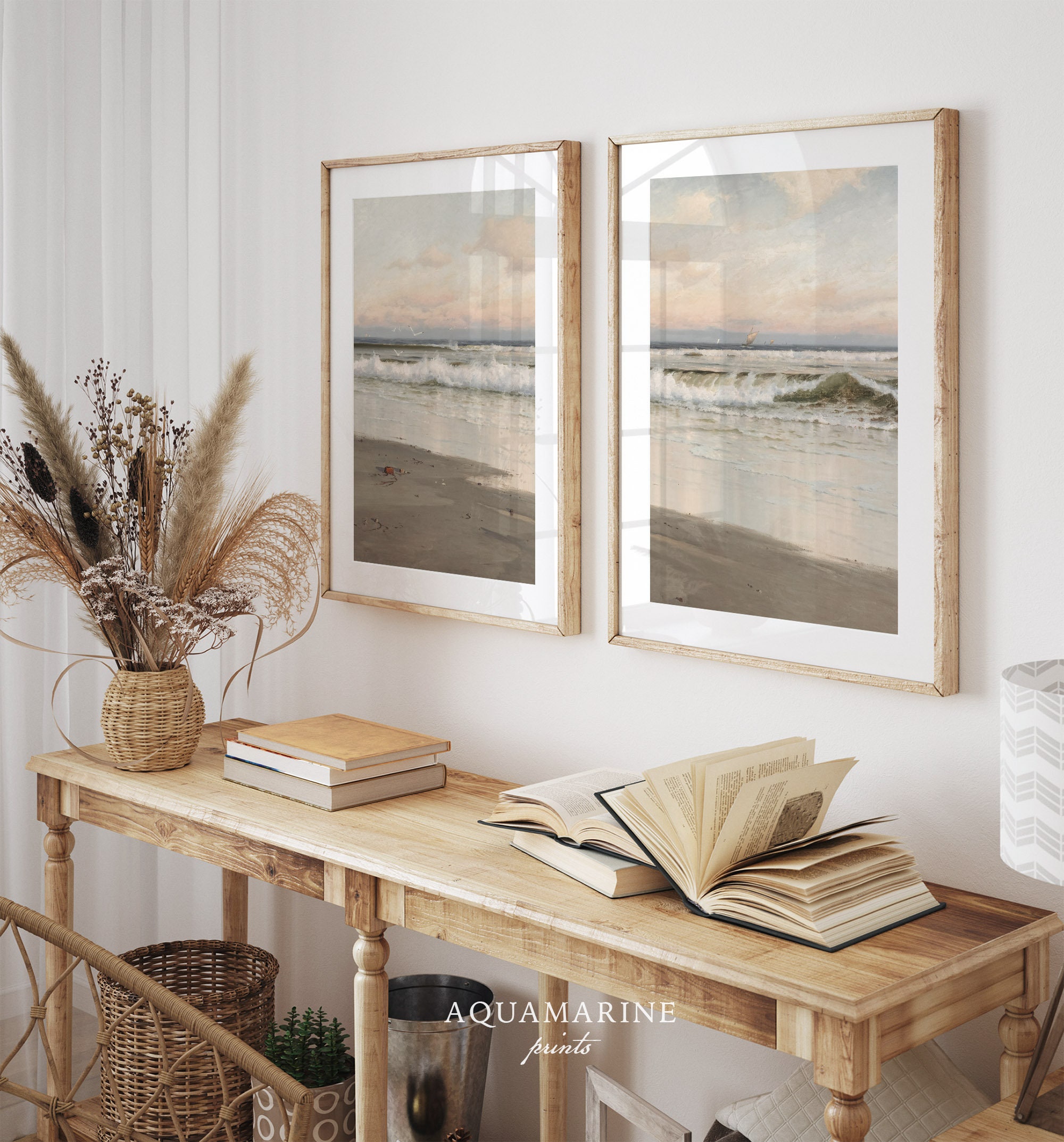 Beach Set of 2 Prints Beach Landscape Wall Art Ocean Wall - Etsy
