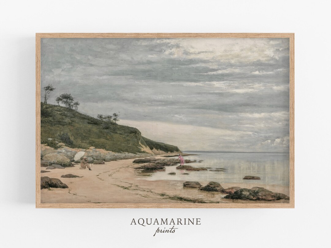 Beach Painting Vintage Beach Print Antique Beach Wall Art - Etsy