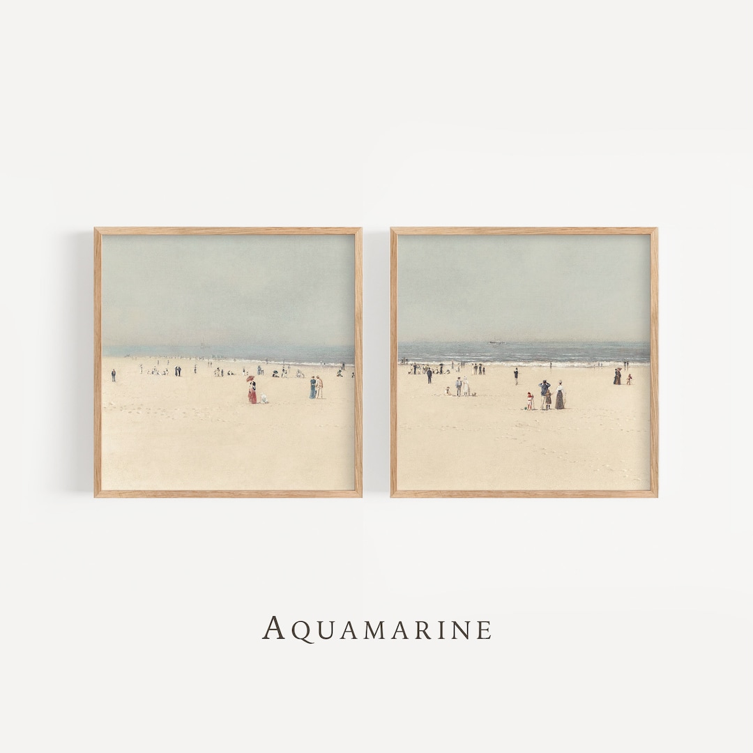 Minimalist Beach Landscape Set of 2 Prints, 20x20" Art, Beach Cottage ...