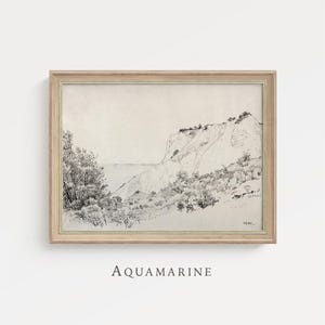 Coastal Print, Sea Landscape Painting, Vintage Sea Wall Art, Minimal ...