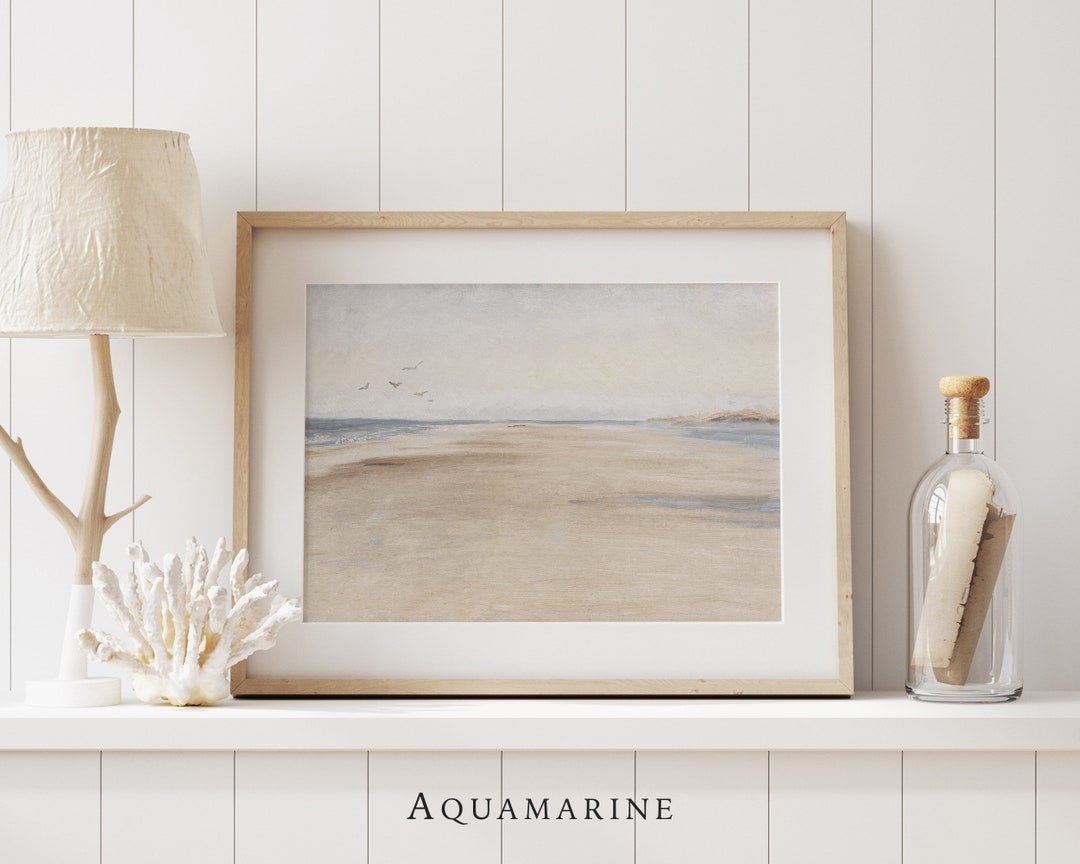 Coastal Wall Art, Minimalist Beach Print, Beach Landscape Painting ...