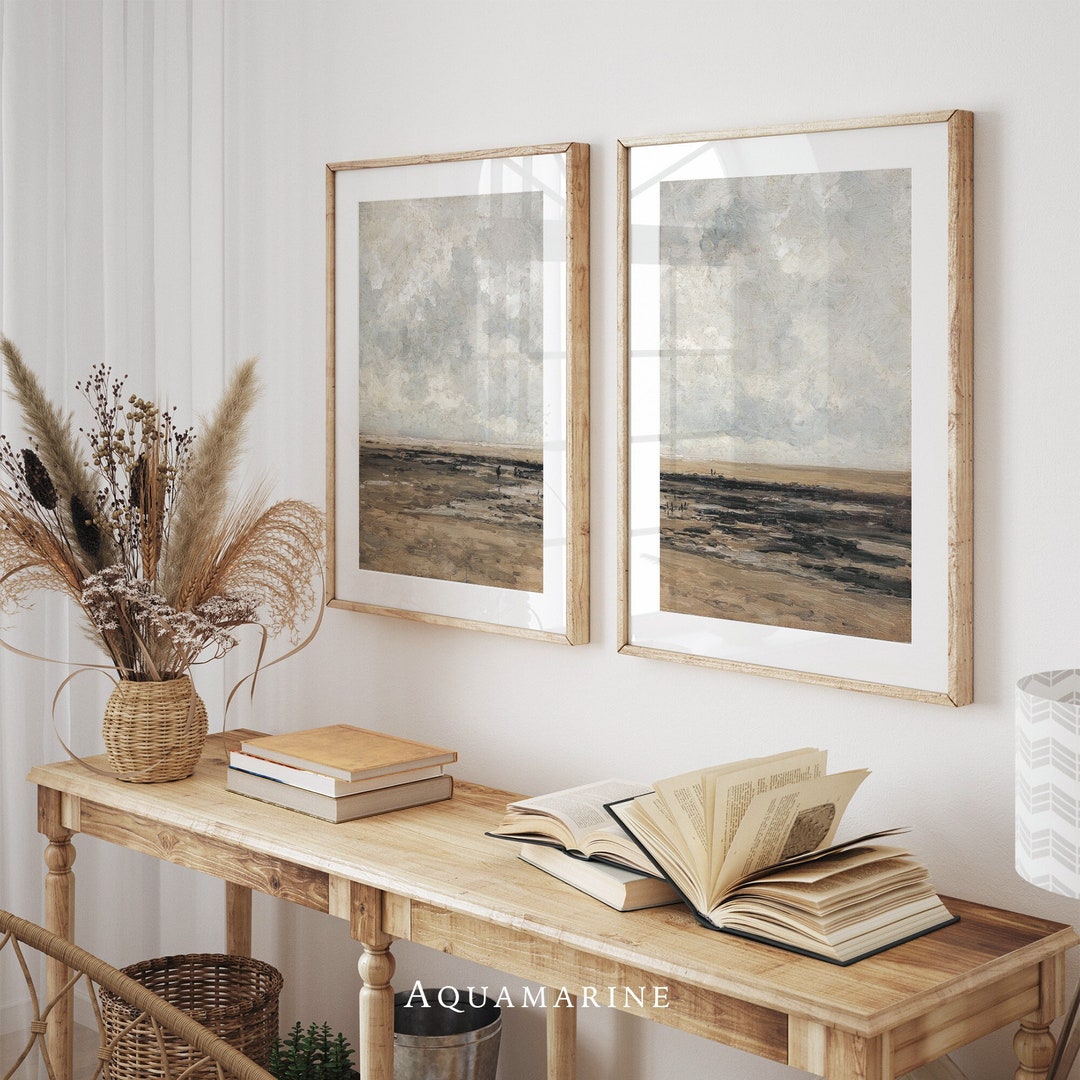 Minimalist Beach Landscape Set of 2 Prints, Muted Beach Prints Set of 2 ...