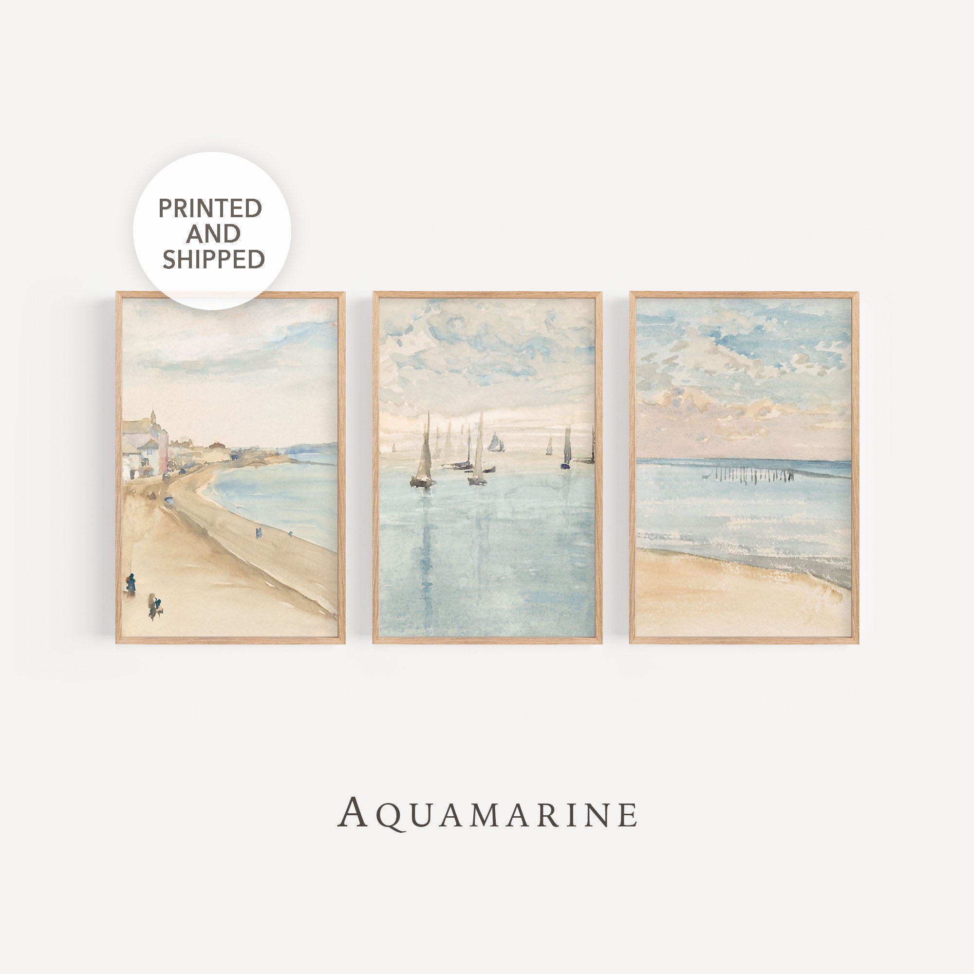 Muted Beach Set of 3 Prints, Minimalist Coastal Wall Art, Neutral ...