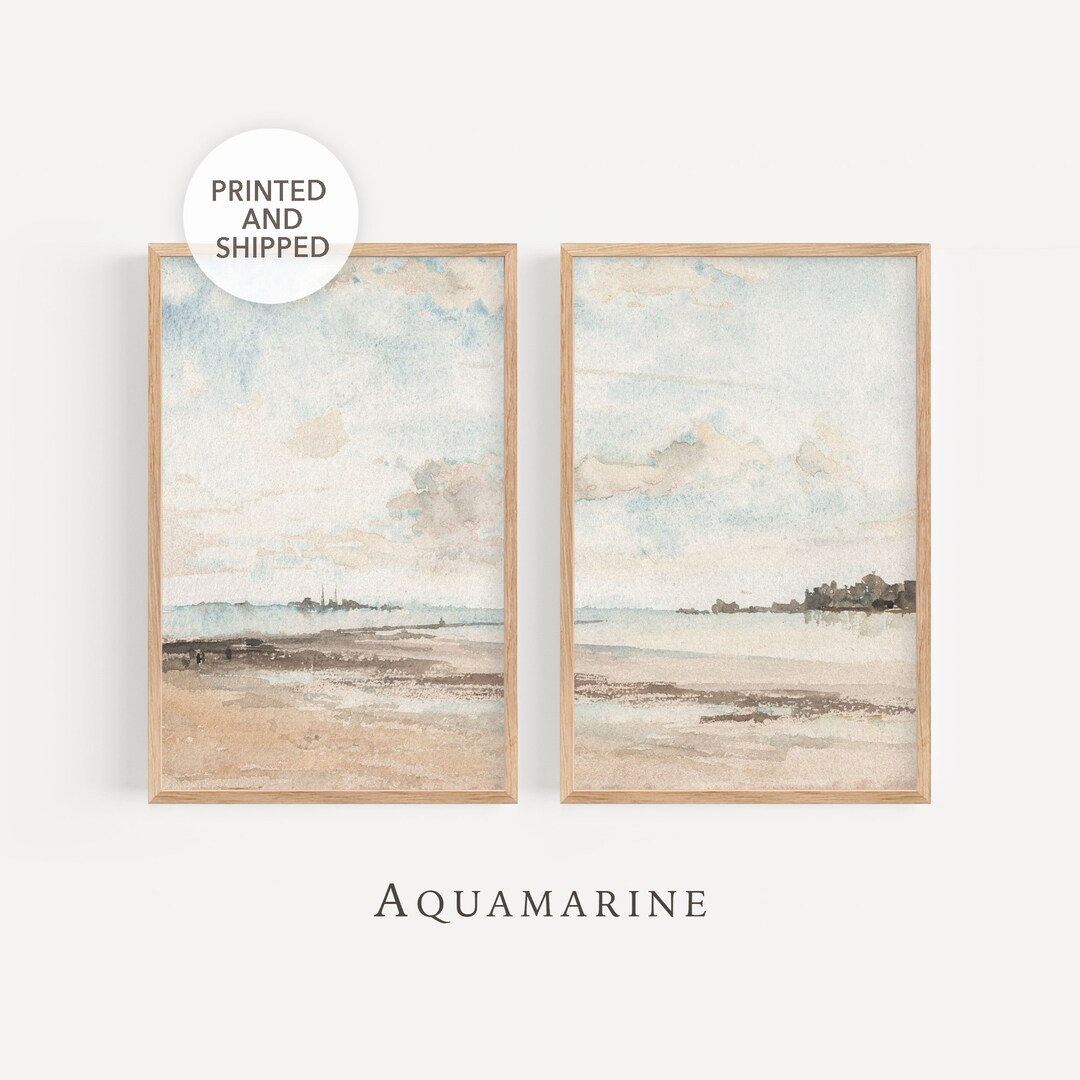 PRINT & SHIP Set of 2 Prints Muted Beach Landscape - Etsy