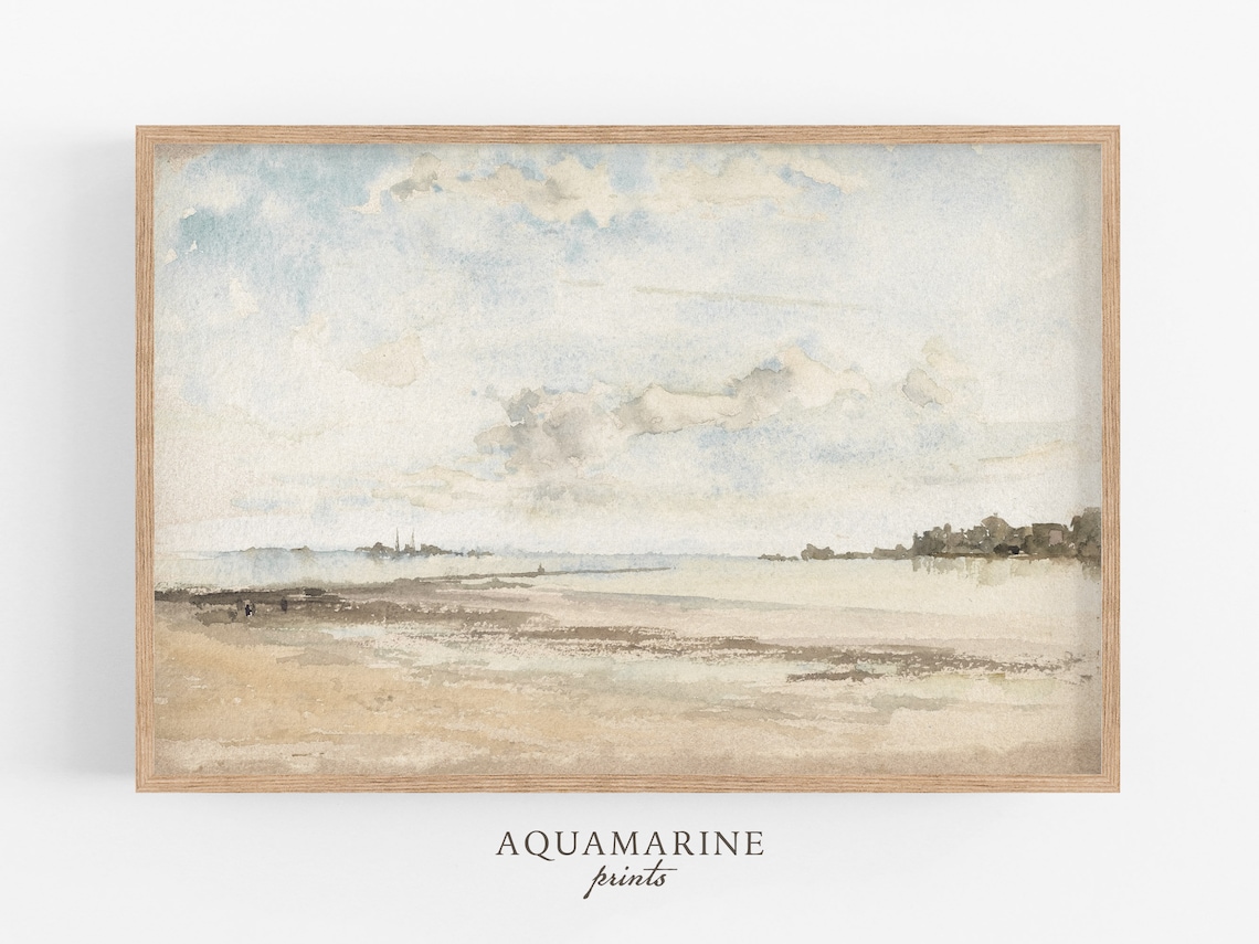 Muted Beach Landscape Print Beach Painting Beach House Wall - Etsy