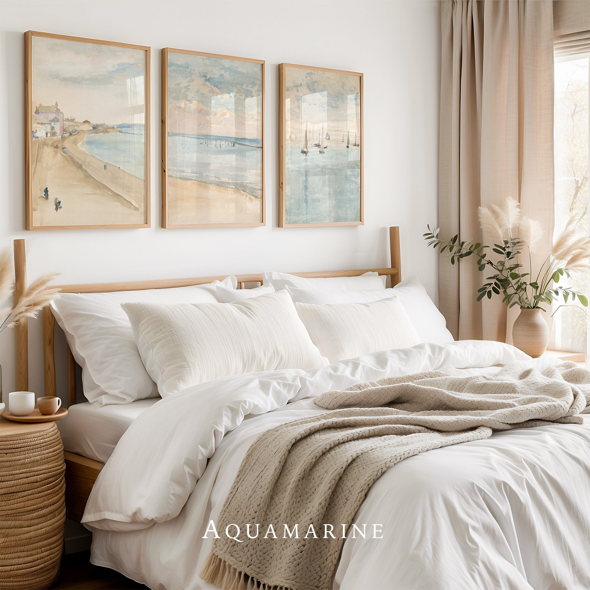 Muted Beach Set of 3 Prints, Minimalist Coastal Wall Art, Neutral ...