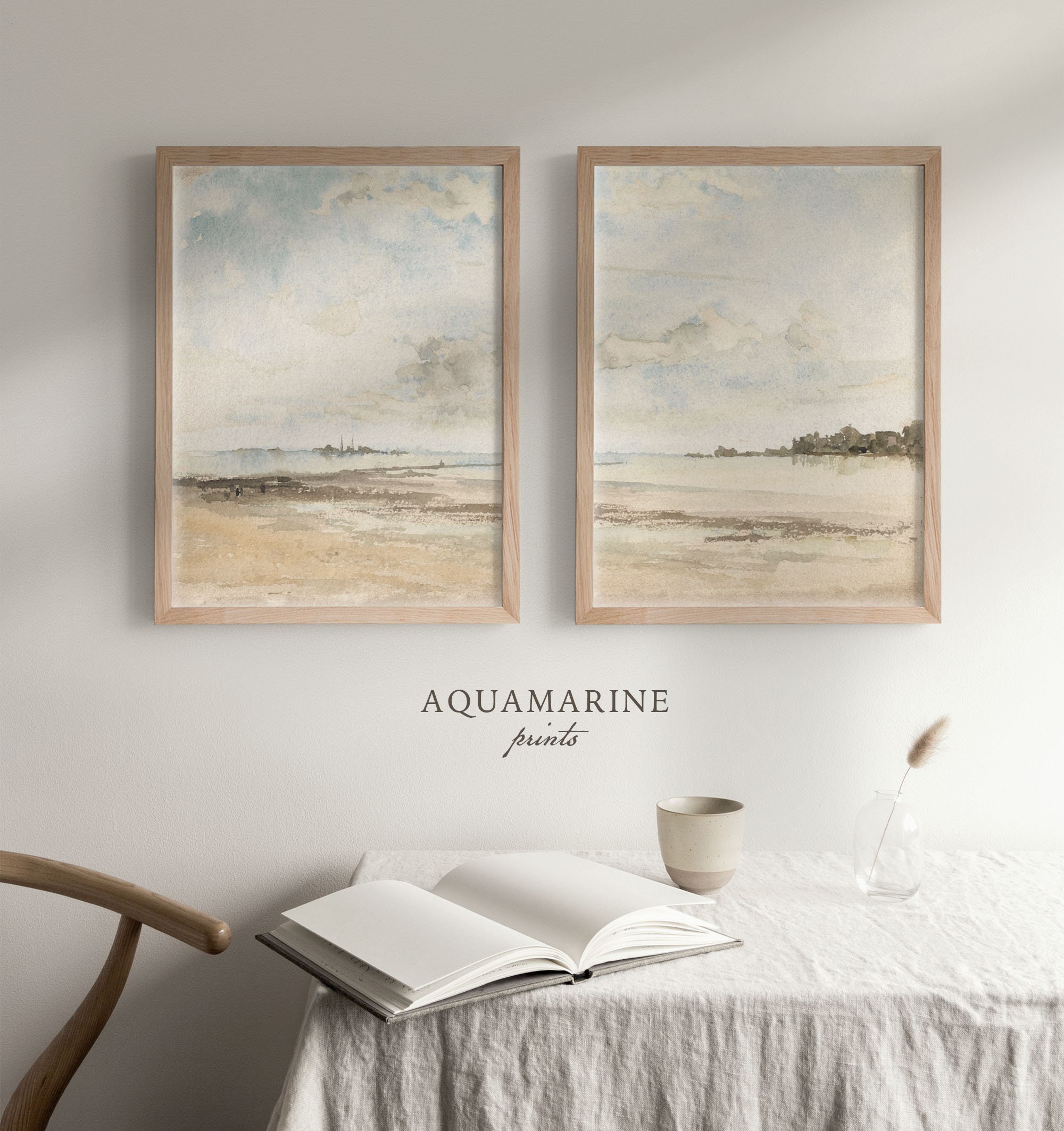 Muted Beach Prints Set Beach Painting Beach House Wall Art - Etsy UK