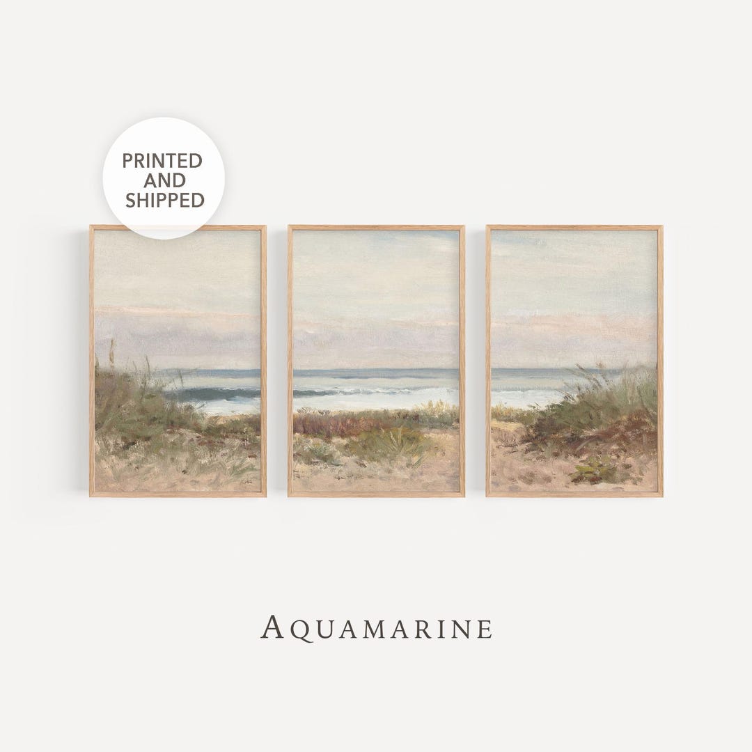 PRINT & SHIP, Beach Landscape Set of 3 Prints, Coastal Wall Art, Sea ...