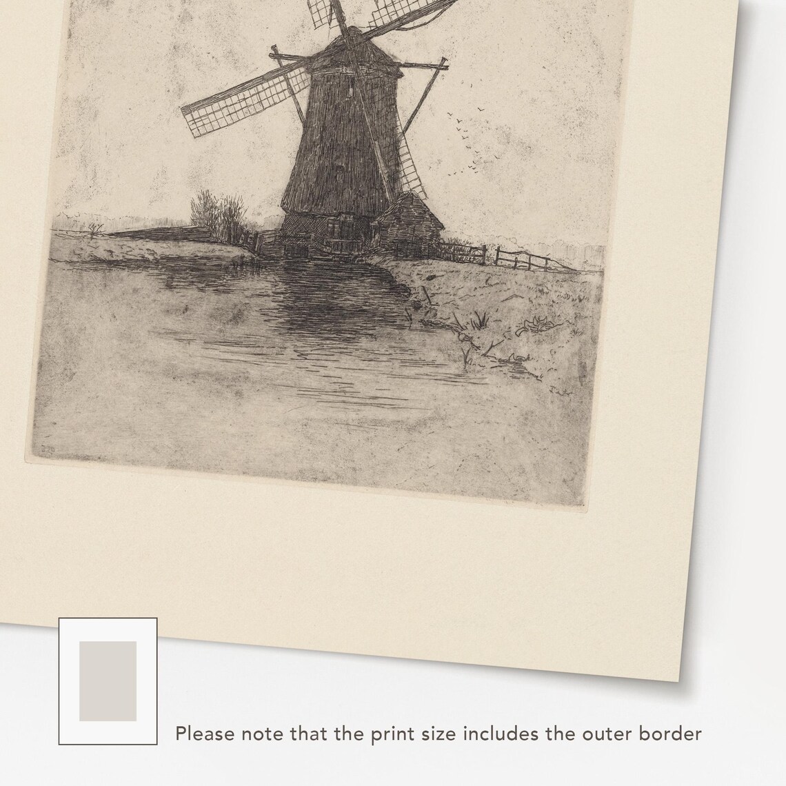 Landscape Wall Art, Landscape Print, Windmill Print, Neutral Landscape ...