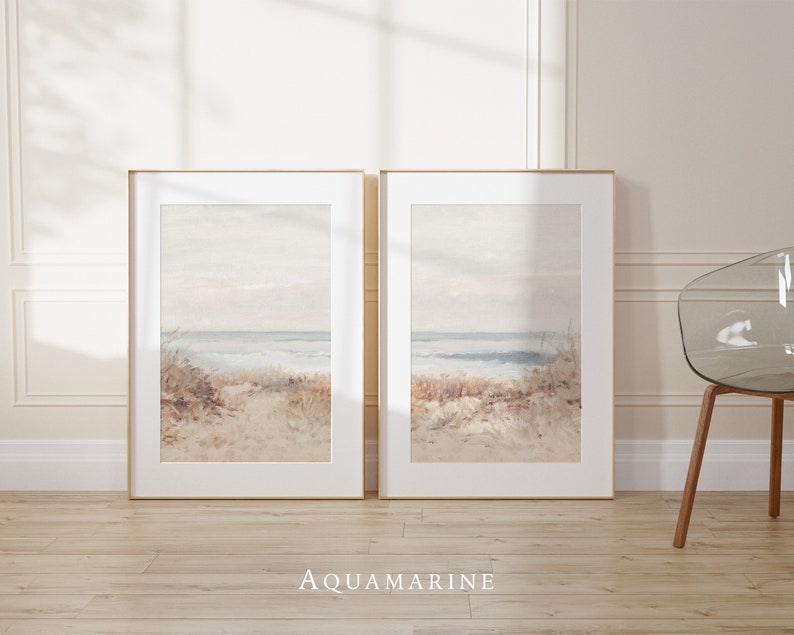 Neutral Beach Set of 2 Prints, Coastal Wall Art, PRINT & SHIP, Muted ...