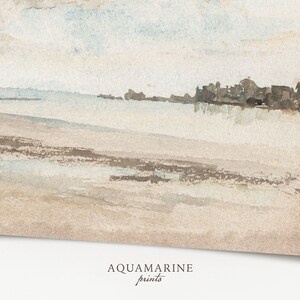 Muted Beach Landscape Print, Beach Painting, Beach House Wall Art ...