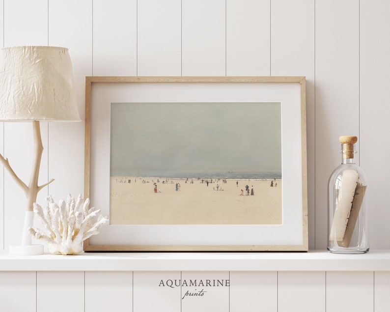 19th-century Beach Scene Painting, Coastal Wall Art, Vintage Beach ...